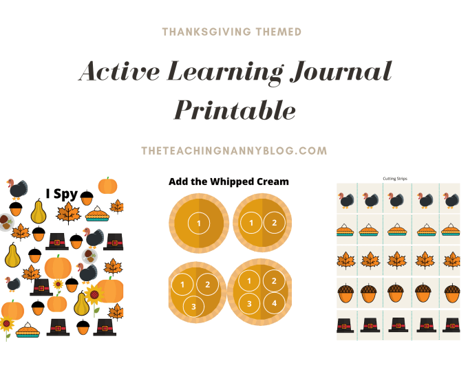Toddler Thanksgiving Themed Active Learning Journal Printable – The ...