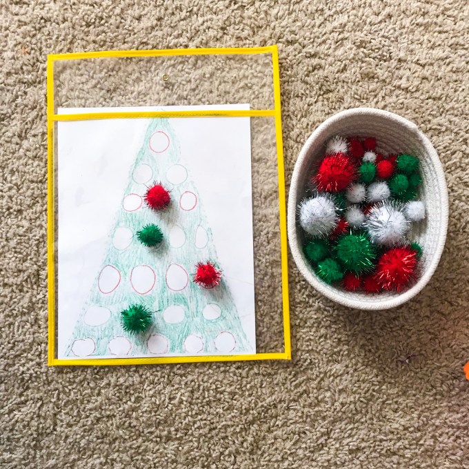Christmas Themed Pom Pom and Bow Play for Toddlers – The Teaching Nanny