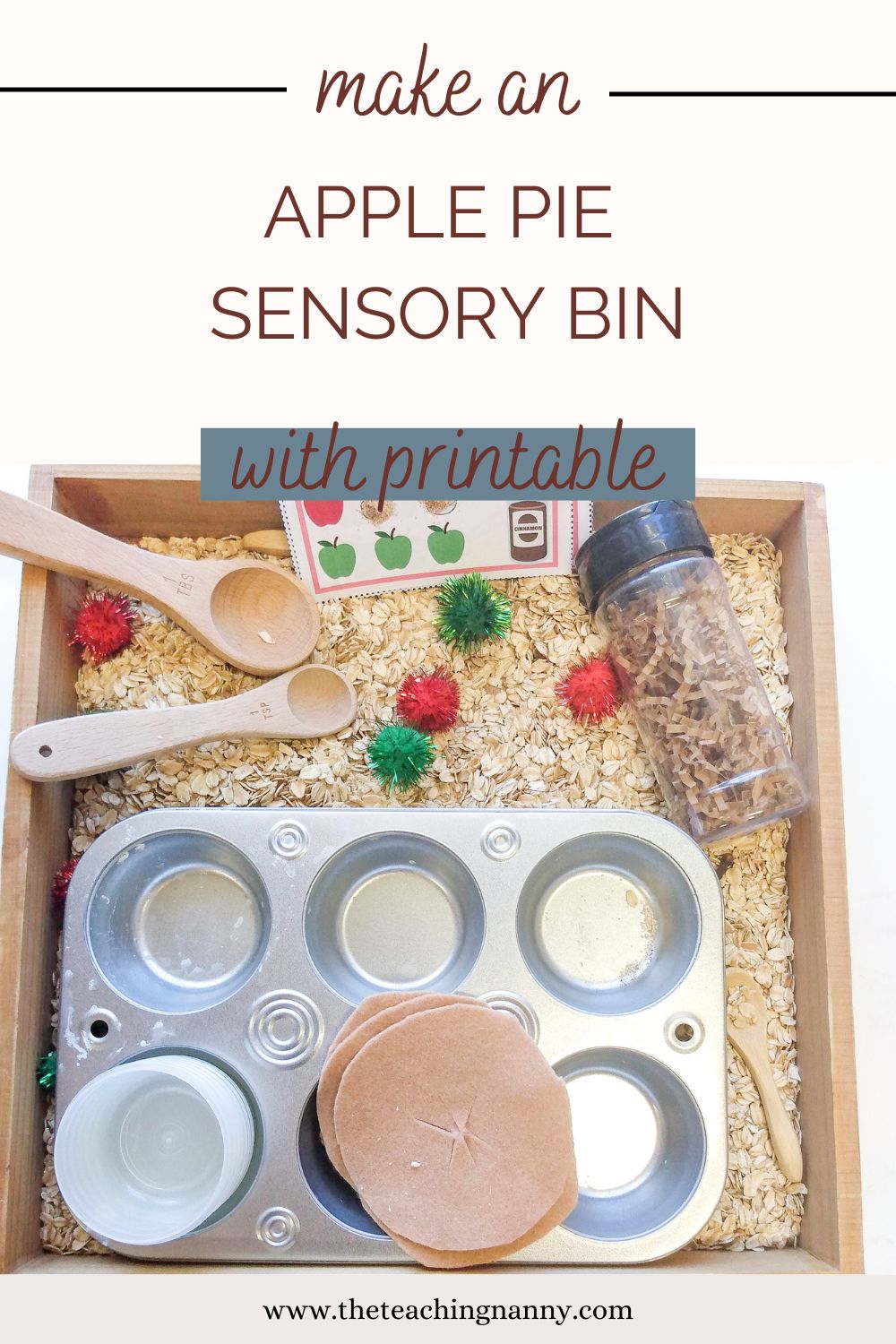 Make an Apple Pie Sensory Bin with Printable – The Teaching Nanny